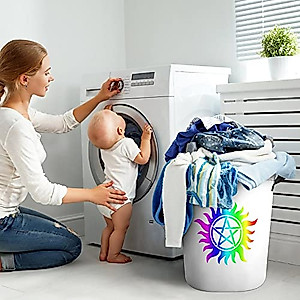 Anti Possession Symbol Large Laundry Basket Hamper Bag Washing with Handles for College Dorm Portable