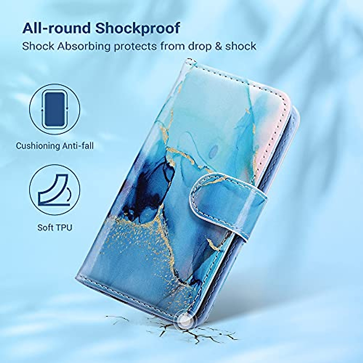 ULAK iPod Touch 7 Wallet Case, iPod Touch 6 Case with Card Holder, Premium PU Leather Magnetic Closure Protective Folio Cover for iPod Touch 7th/6th/5th Generation (Marble)