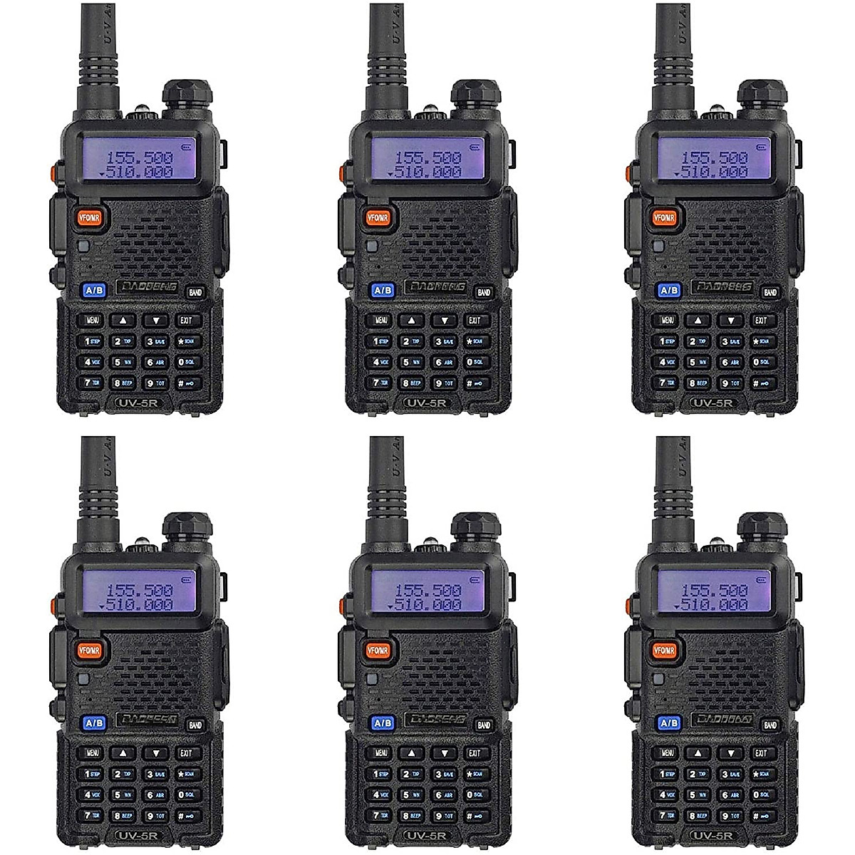 6 Pack Nicama Baofeng UV-5R Dual Band Two Way Radio, 144-148/420-450Mhz Walkie Talkie with 1800mAh Li-ion Battery