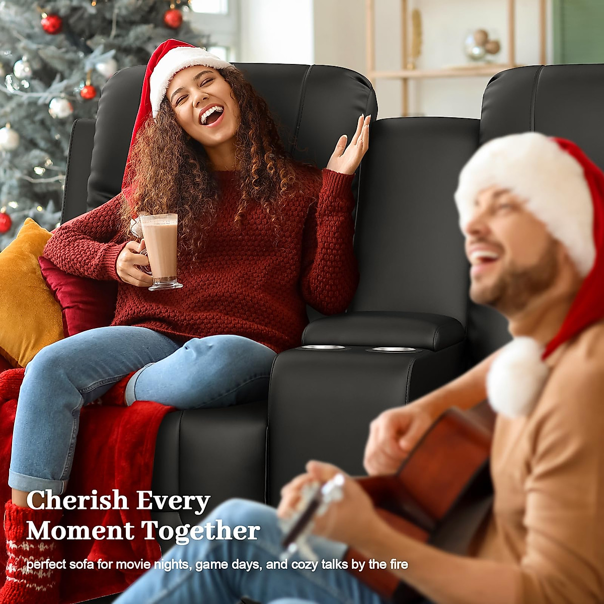 YONISEE Large Loveseat Recliner, Loveseat Recliner Sofa with Storage Console, Recliner Chair with USB Ports, 2 Cell Phone Holders, Cup Holder, Loveseat Couch for Living Room