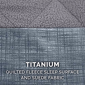 Furhaven Replacement Dog Bed Cover Quilted Fleece & Suede Print Chaise, Machine Washable - Titanium, Small