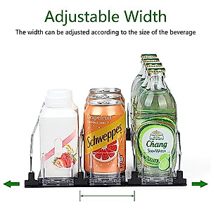 XSUPER Soda Can Organizer for Refrigerator, Self-Pushing Drink Organizer for Fridge, Width Adjustable Drink Dispenser for Fridge Holds Up to 15 Cans, Beverage Water Beer Storage for Kitchen Pantry