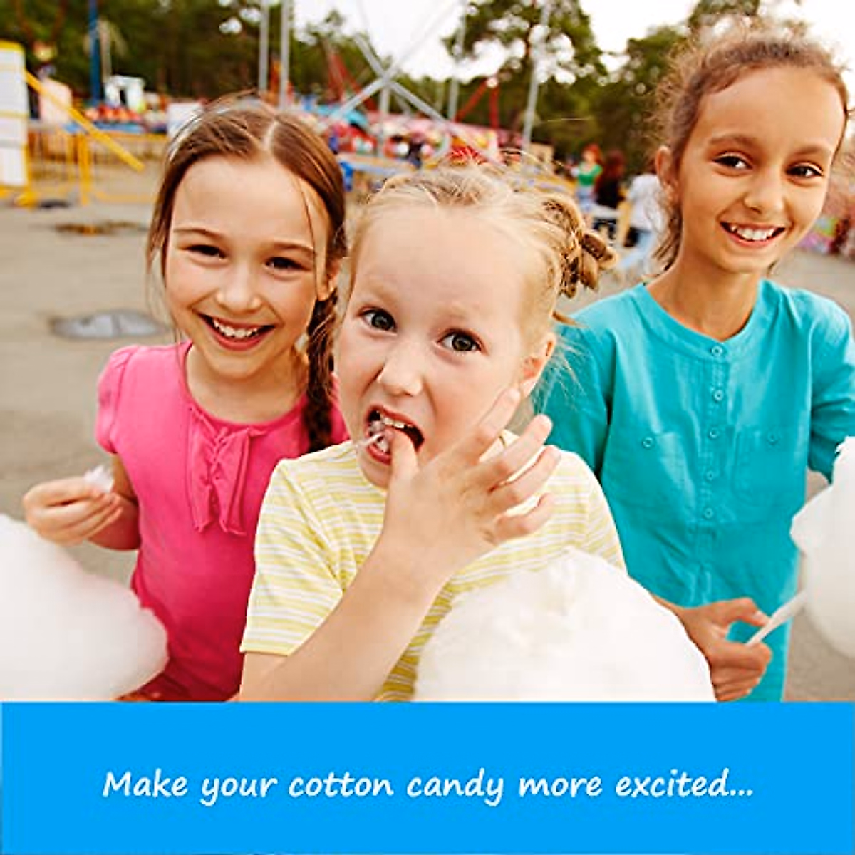 Tafura Cotton Candy Bags with Ties, [Pack of 100] Clear Bags for Cotton Candy with Print, Perfect for the Summer and Carnivals. 11.5x18.5 Inches.