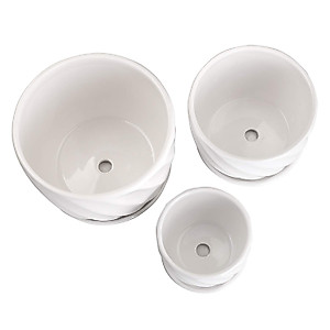 YINGERHUAN Set of 3 Ceramic Plant Pot - Flower Plant Pots Indoor with Saucers,Small to Medium Sized Round Modern Ceramic Garden Flower Pots (White)