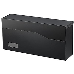 xydled Mailbox Wall Mount Door Mailboxes for Outside, Large Steel Hanging Metal Mailbox, Modern Post Box Package Parcel Drop Box for House Home, Textured Black, 14.56''x7.1''x4''