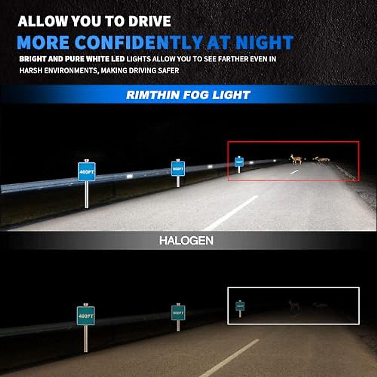 H11 Bulbs, 60W 16000LM Fog Lights, Super Bright Cool White Light Bulbs, Plug & Play, Pack of 2