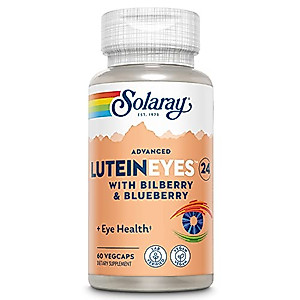 SOLARAY Advanced Lutein Eyes 24mg with Bilberry Extract and Blueberry Extract, Eye & Macular Health Support Supplement Supplying Zeaxanthin from Marigold, Vegan (60 Servings, 60 VegCaps)