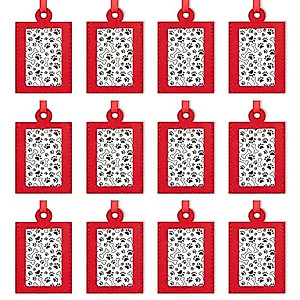Dog Paw Print Christmas Photo Ornament Frame Red Picture Frame for Xmas Tree Hanging Decoration