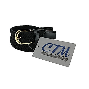 CTM® Women's Elastic Braided Stretch Belt, Medium, Black