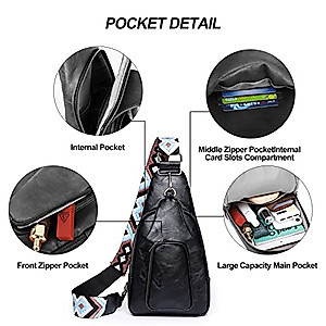 YZFSM Sling Bag For Women Small Crossbody Sling Backpack Leather Sling Bag Multipurpose Chest Bag For Shopping Travel (Black Leopard)