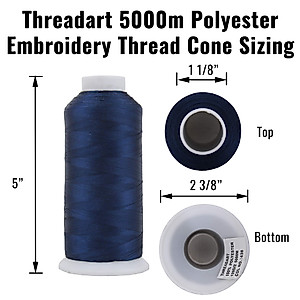 Threadart Large 5000m Cones Polyester Machine Embroidery Thread | Huge 5000M (5500 Yard) Cones 40wt | For Brother Janome Bernina Embroidery & Sewing Machines | No. 394 - Dk Maroon