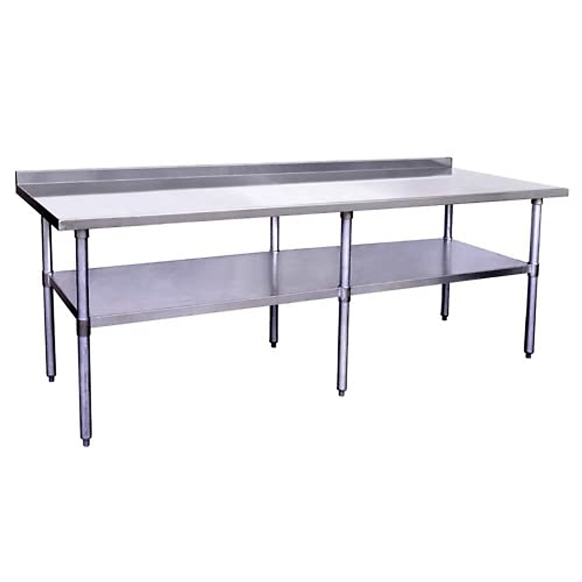 Kratos Stainless Steel Kitchen Prep Table 96"x30" with Backsplash and Undershelf, NSF Worktable for Restaurants - 18ga/430SS