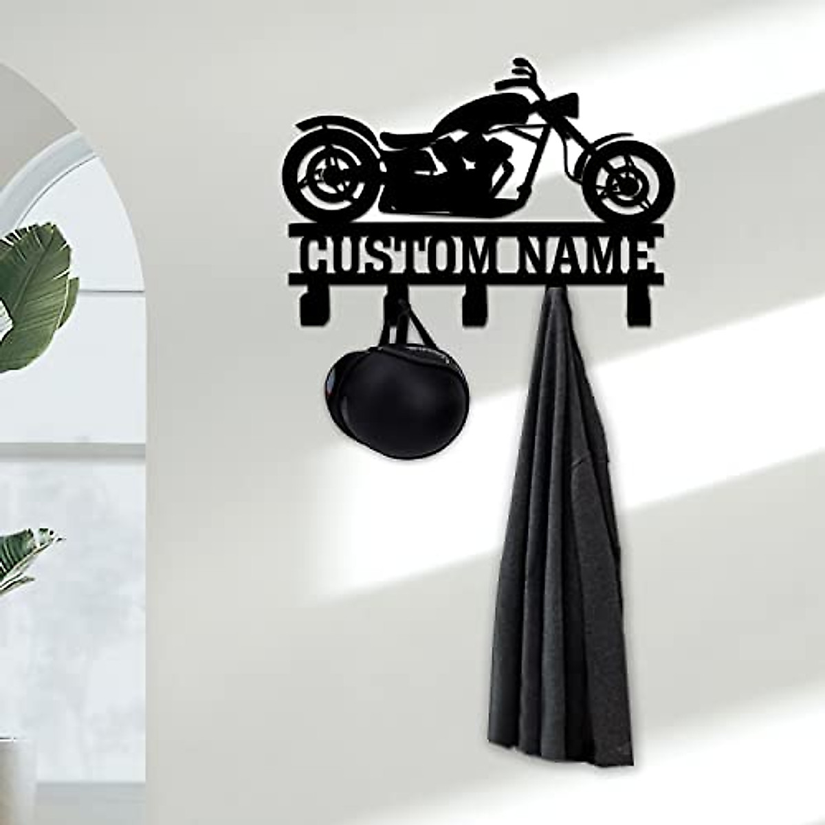 Personalized Metal Coat & Hat Rack with Led Lights, Custom Helmet Holder, Motorcycle Metal Sign, Motorcycle Gift for Men, Motorcycle Decor, Racer, Entryway Coat Hooks, Wall Mount Towel Hanger