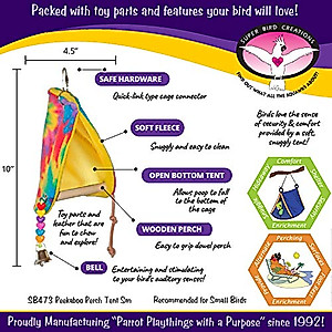 Super Bird Creations SB473 Peekaboo Perch Tent, Small Bird Size, 10” x 4” x 4.5”