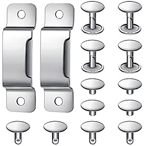 6 Pieces Metal Tape Measure Holder Clip Clip on Tape Measure Holster Clip Measuring Tape Belt Holder Occidental Measure Holster with 4 Pcs Rivets for Drill Leather Pocket Tool (Silver)