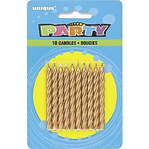 Unique Party Candles, 2.5", Gold Spiral