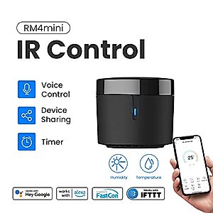 Broadlink RM4 Mini Smart Infrared Universal Remote Control by Smartphone from Anywhere Works with Google Assistant and Alexa