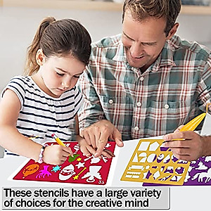 30 Pieces Drawing Stencils Set for Kids, Plastic Drawing Painting Stencil Templates for Kids Crafts School Art Projects, Journal Stencil with 400+ Images
