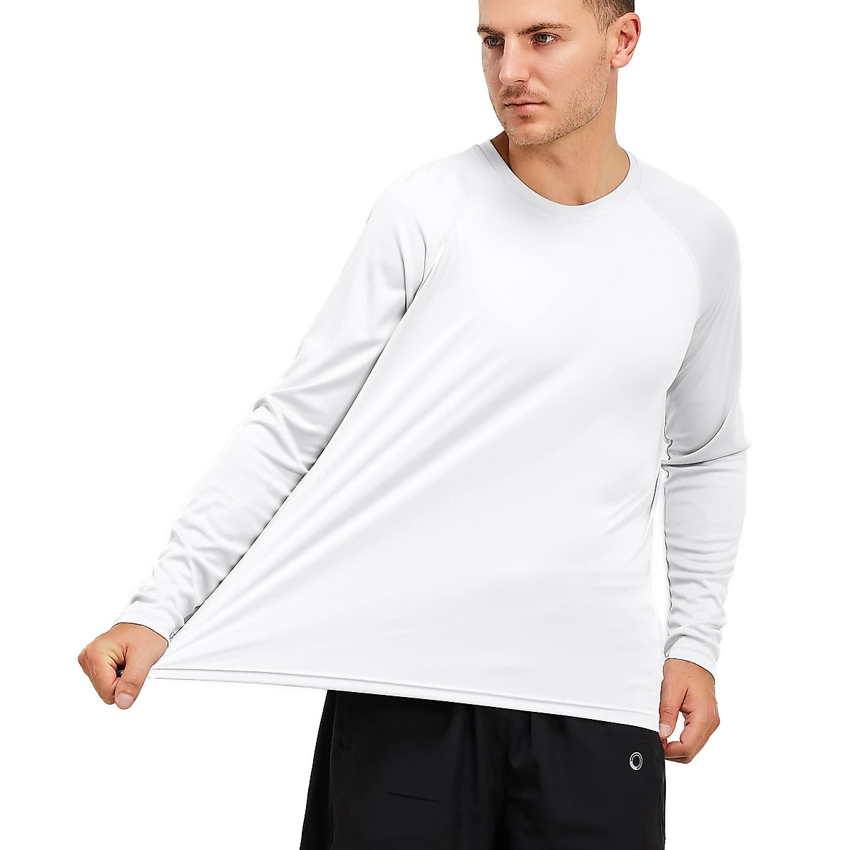 Men's UPF 50+ Long Sleeve Shirts UV Sun Protection Quick Dry Workout Shirts for fishing Running Hiking white S