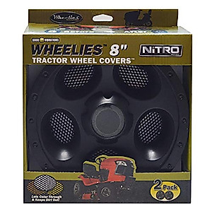 Good Vibrations Wheelies Nitro Series - Riding Lawn Mower Tractor & Golf Cart Wheel Covers - Snap Fit to The Rim - 8 inch Diameter (Black) / 2pk
