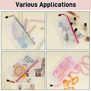 EOOUT 48pcs Mesh Zipper Pouch Bulk, Pencil Pouches, 9.5 x 4.5 Inches Plastic Organizing Bags, Waterproof Bill Bags 16 Colors Zipper Pouches for School Classroom Bill and Office Organization