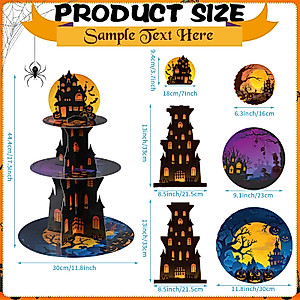 Nuenen Halloween Party Cupcake Stand Decorations, 3 Tier Happy Halloween Theme Party Cupcake Holder Tower Haunted Decor for Kids Halloween Day of the Dead Birthday Party Display Supplies