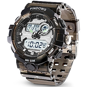 PINIDOUS Womens Watch for Women Teenagers Watch Digital Sports Watch,7 Color LED Light Large Analog Digital Display Waterproof Watch with Alarm Stopwatch Hourly Chime Multi-Function Wrist Watches