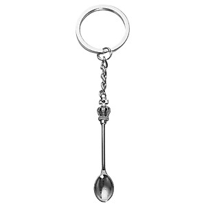Mini Crown Spoon Keychain, Key Ring Christmas Kitchen Spoon Crown Metal Key Chain 57x9mm Craft Jewelry Gift Keychain(silver)