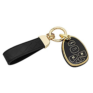TPU Protective Key Fob Cover Case Compatible with GMC Acadia Yukon Cadillac Escalade SRX Chevy Suburban Tahoe Traverse Buick Enclave Pontiac Torrent Key Fob (Black)