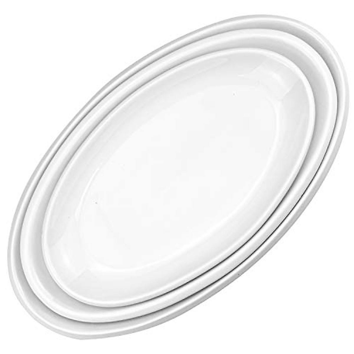 Foraineam Set of 3 Sizes Porcelain Oval Serving Platters White Dinner Plates Serving Dishes for Party, Dessert, Sushi, Fish
