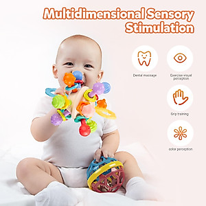 Utoo Sensory Teething Teether Toys for Babies,Teething Toys for Babies 0-6 Months,Teething Toys are Specifically Designed for Infants Aged 6-12 Months,Infant Toys for 0-3-6-12 Months