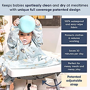 BIBaDO Feeding Coverall - Mess Proof Baby Weaning Bib 6-36 Months - Versatile Attachable Travel Apron - Waterproof Wipe Down Machine Washable
