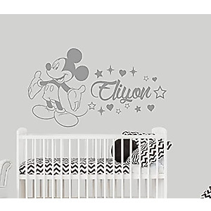 Mouse Name Wall Decal, Mouse Vinyl Sticker, Personalized Boy Name Decal, Nursery Baby Boy Room Decor ZX286