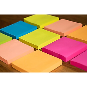 Sticky Notes 3x3 in (12 Pads) Bright Colored Super Self Sticky Pads - 100 Sheets / Pad - Easy to Post for School, Office Supplies, Desk Accessories