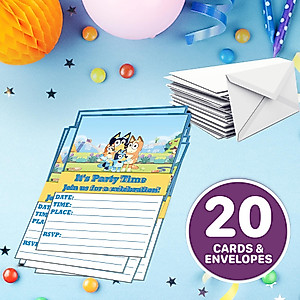 NATURAL BEHAVIOUR Set of 20 Playful Pup-Themed Happy Birthday Invitation Cards & Envelopes – Lightweight (240g), Postcard Style Invites for the Perfect Party Pack