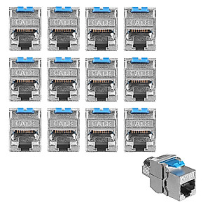 kwmobile Keystone Module Jacks - 12 Piece CAT-8 Shielded Keystone Jack RJ45 Cat 8 Ethernet Module 40 Gbit with Shielded Metal Housing