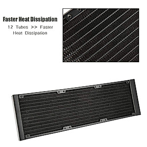 12 Pipe Heat Exchanger Radiator, Liquid Cooler with Water Separator, G1/4Thread Copper Fin Water Cooler Tube for PC CPU Water Cool System Computer(360mm)
