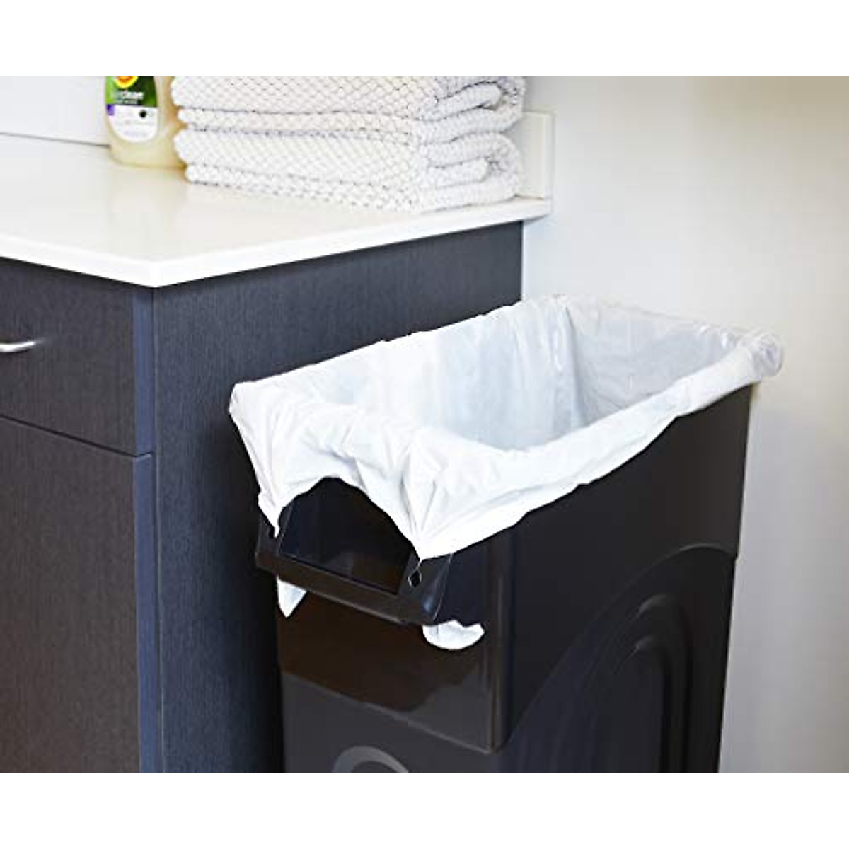 United Solutions Highboy Waste Container, Space Saving Profile & Easy Bag Removal for Indoor or Outdoor use, Black (TI0032)