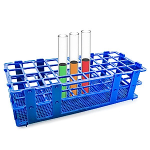 krngcwc 3 Packs Plastic Test Tube Rack, 40 Holes Lab Test Tube Rack Holder for 20mm Test Tubes, Blue, Detachable (40holes)