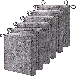 Juexica 6 Pack 15.55'' x 15.55'' Chair Cushions for Kitchen Chairs Set of 6 Kitchen Chair Pad with Ties for Dining Room, Indoor Furniture Seat, Office Chair Cushion(Dark Gray)
