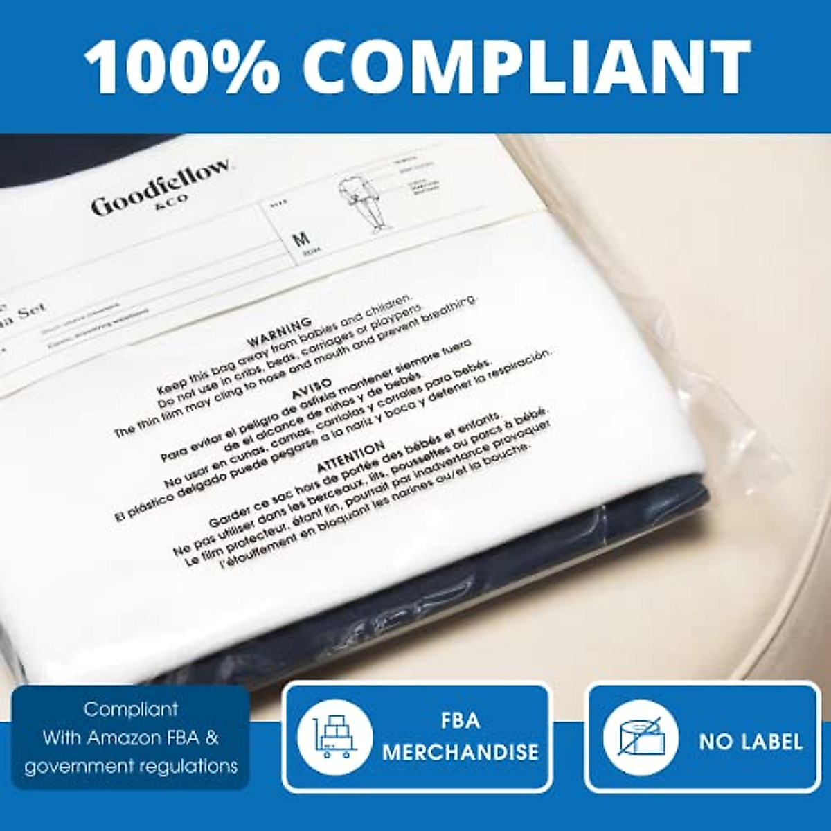 Spartan Industrial - 14” X 20” (100 Count) Self Seal Clear Poly Bags with Suffocation Warning for Packaging, Clothes & FBA - Permanent Adhesive