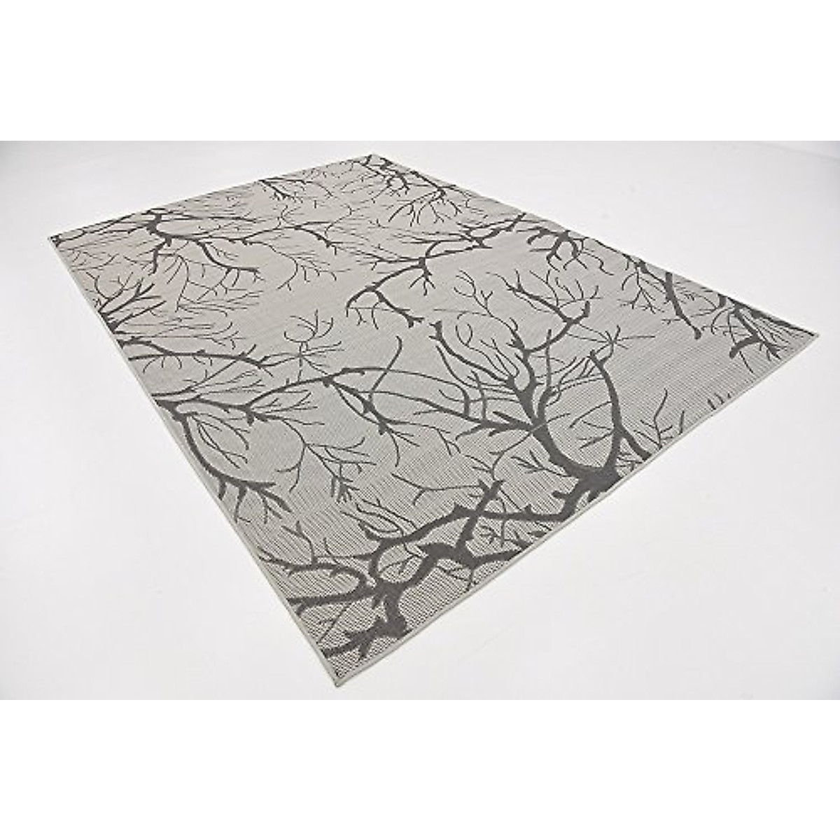 Unique Loom Outdoor Botanical Collection Area Rug - Branch (7' 1" x 10' Rectangle, Light Gray/ Gray)