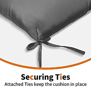 Outdoor Chair Cushion 20”x20”x4”, Tufted Water-Repellent Patio Seat Cushions with Non-Slip Ties, 2 Count, Grey
