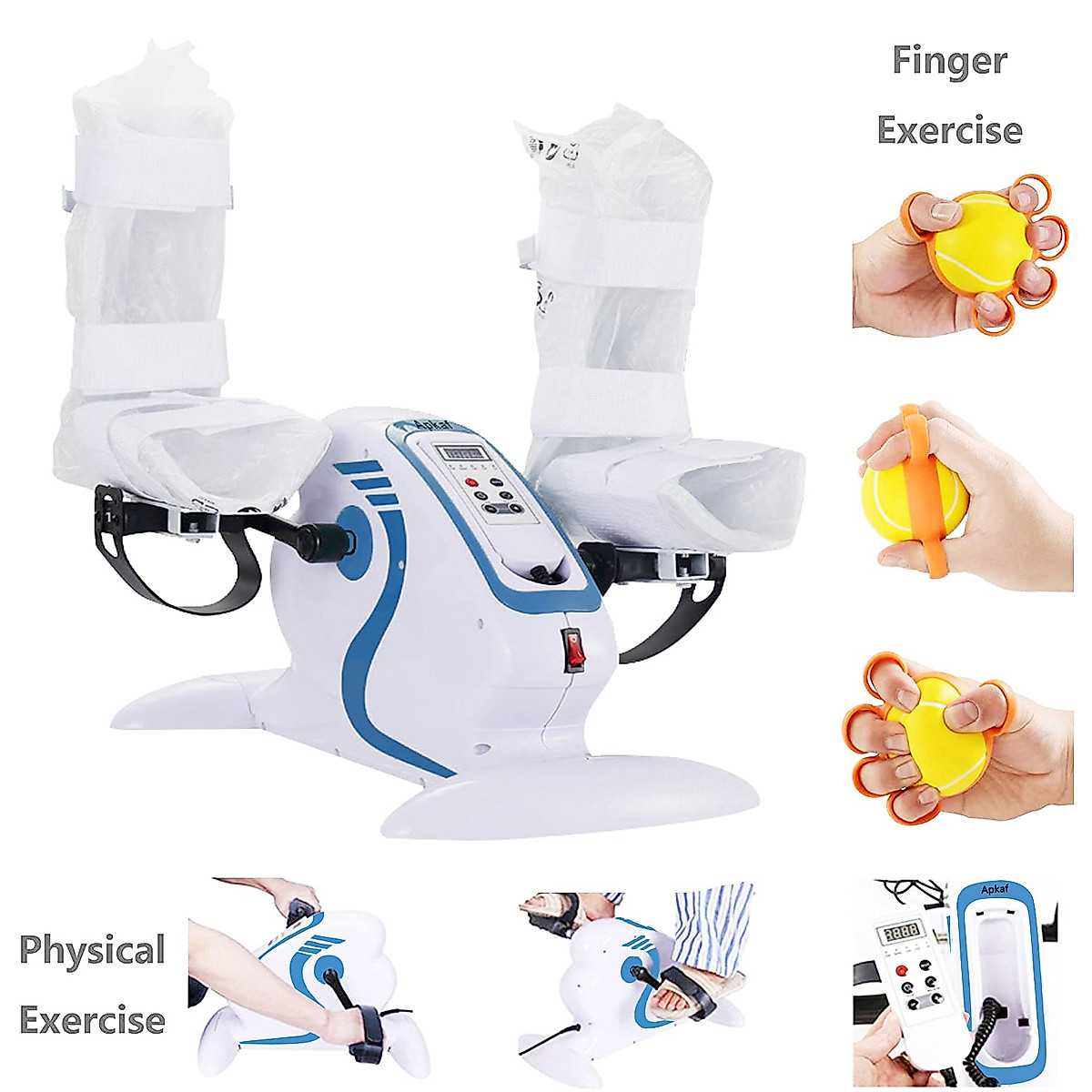 Fitness Motorized Leg & Arm Pedal Exerciser Electric Exercise Bike for The Elderly and Seniors, Electronic Physical Therapy Rehab Bike Trainer with Leg Protectors & Bonus Grip Strength Ball