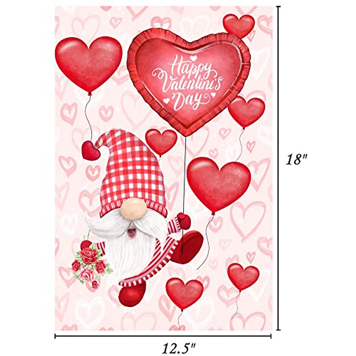 Akeydeco Valentine's Day Flag,12x18 Inch Valentine's Heart Garden Flag Double Sided Printing Valentine Flags for Your Valentine's Day Decoration