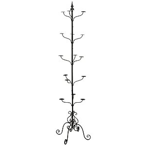 Displays2go Wrought Iron Hat and Coat Rack, Rotates, Total of 31 Hooks, Multi-Tiered, Black, 73" H x 20" W x 20" D