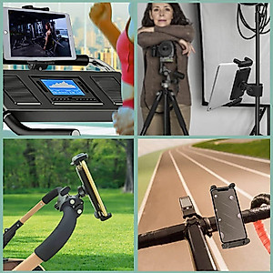Cuxwill Spin Bike Tablet Mount for 4-13" Tablet & Smartphone, Portable Bicycle Holder Clamp for Indoor Gym Treadmill, Spinning, Elliptical, Stationary Bike, Golf Cart, for iPad Pro Mini Air, iPhone