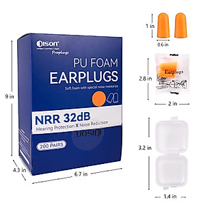 200Pairs Foam Earplugs, 32dB Disposable Noise Reduction Ear Plugs, Hearing Protection Bulk Ear Plugs for Shooting Range, Work, Travel,Concert