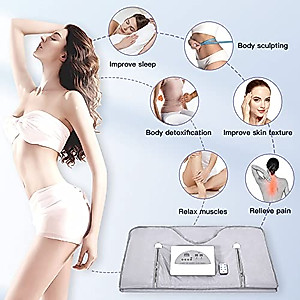 Juilsioa Infrared Sauna Blanket for Fitness and Detox Anti Aging, Length 71" with Remote Control, 2 Zone Temperature Control, Quick Sweating Professional Body Sculpting Home Sauna