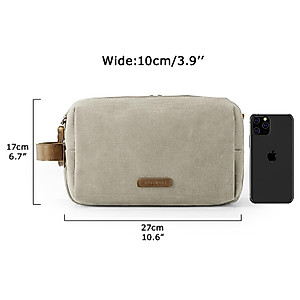 BAGSMART Toiletry Bag for Men, Canvas Travel Toiletry Organizer Dopp Kit Water-resistant Shaving Bag for Toiletries Accessories,Beige-Medium